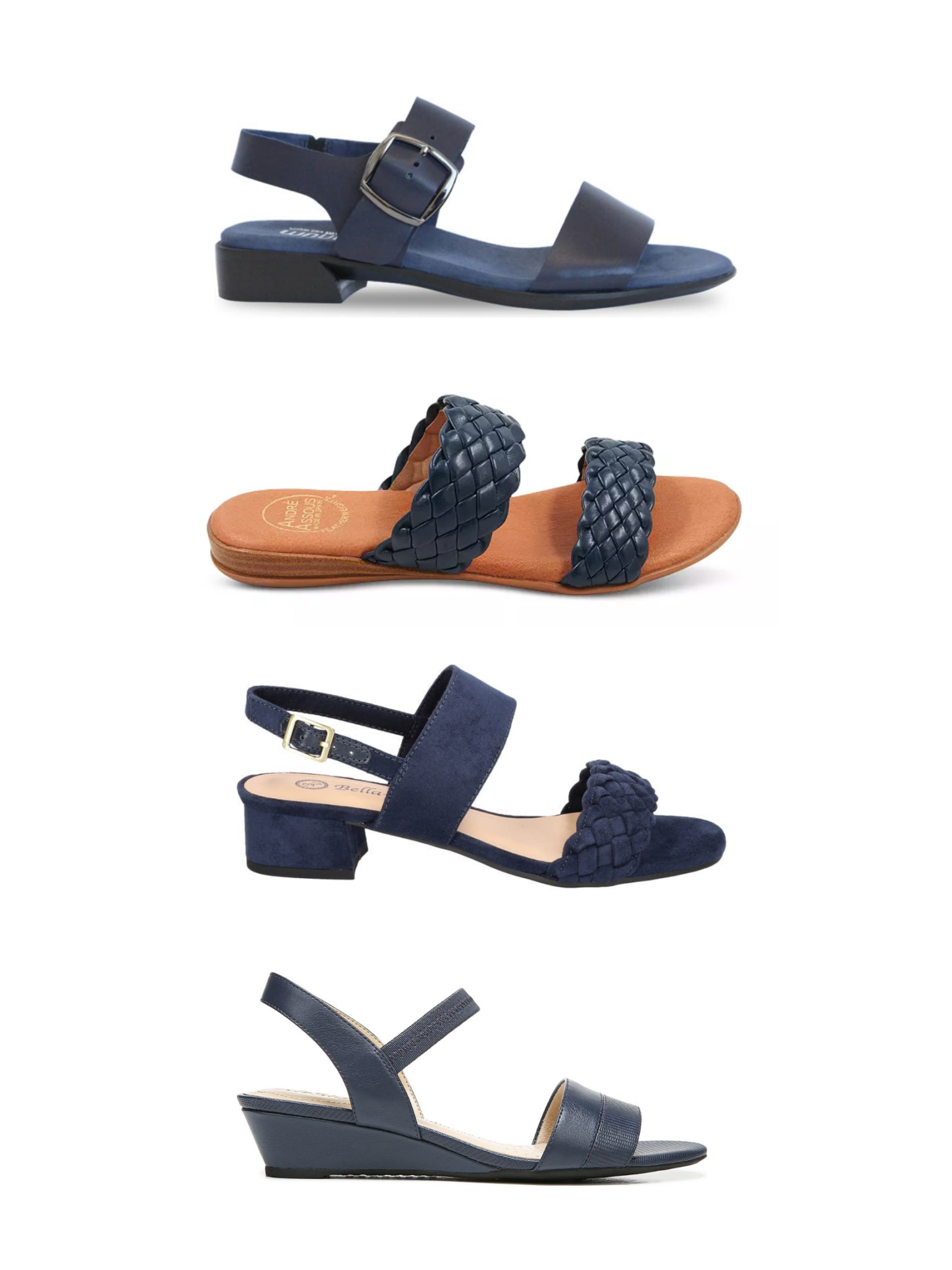 Navy Blue Sandals + Wedges - VSTYLE